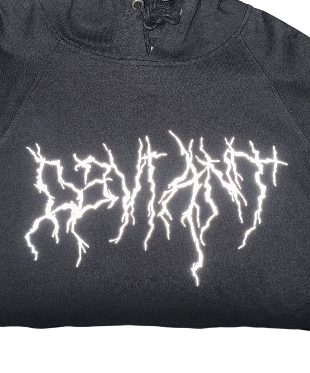 Deviant Reflective Black Metal Logo Hoodie-Black – Deviant Skateboards